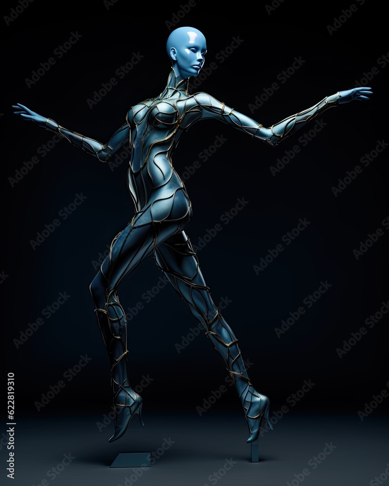 Female Humanoid Ballet Dancer in Pose Feminine Android Busting Some ...