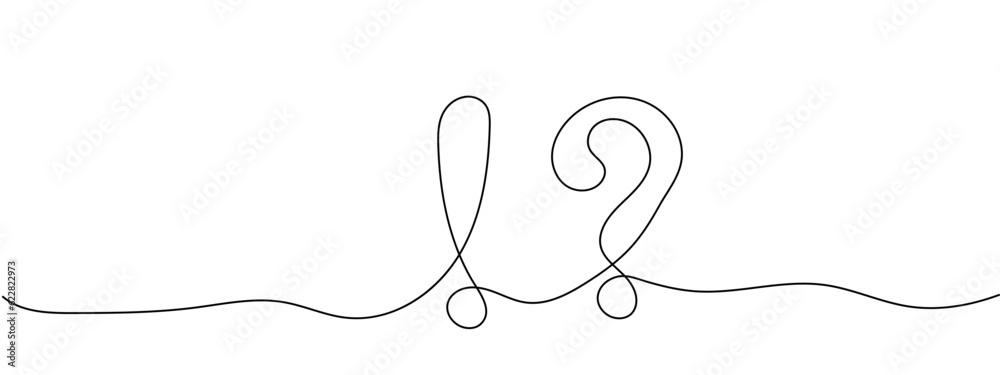 Vector de Stock Question and exclamation marks one line art, hand drawn ...