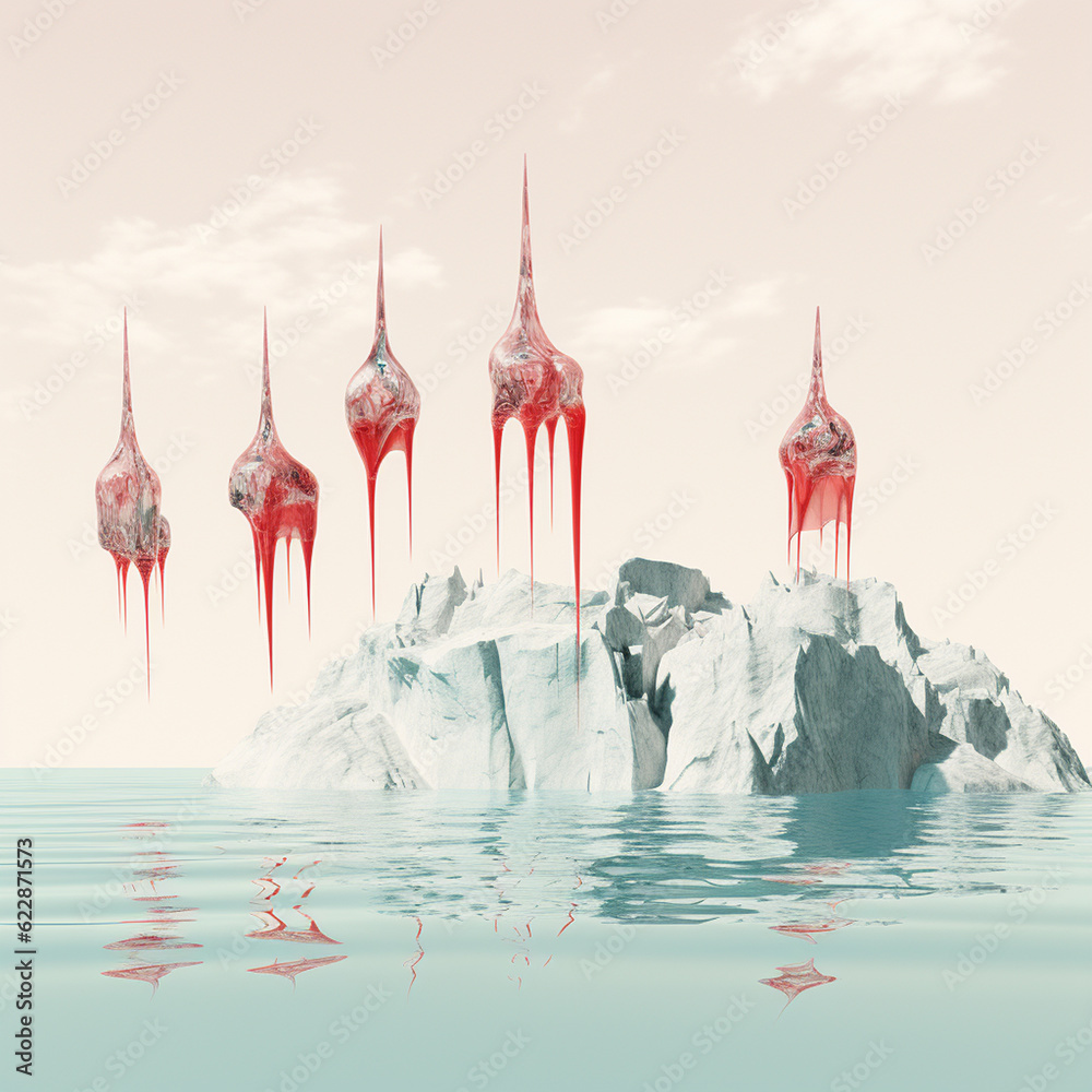 Ice Caps Melting Concept in Retro Collage Style Aesthetic - Antarctic ...