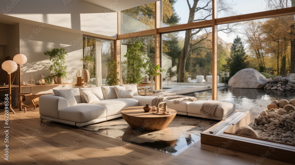 cozy warm home with plants interior of a chic country house with an ...