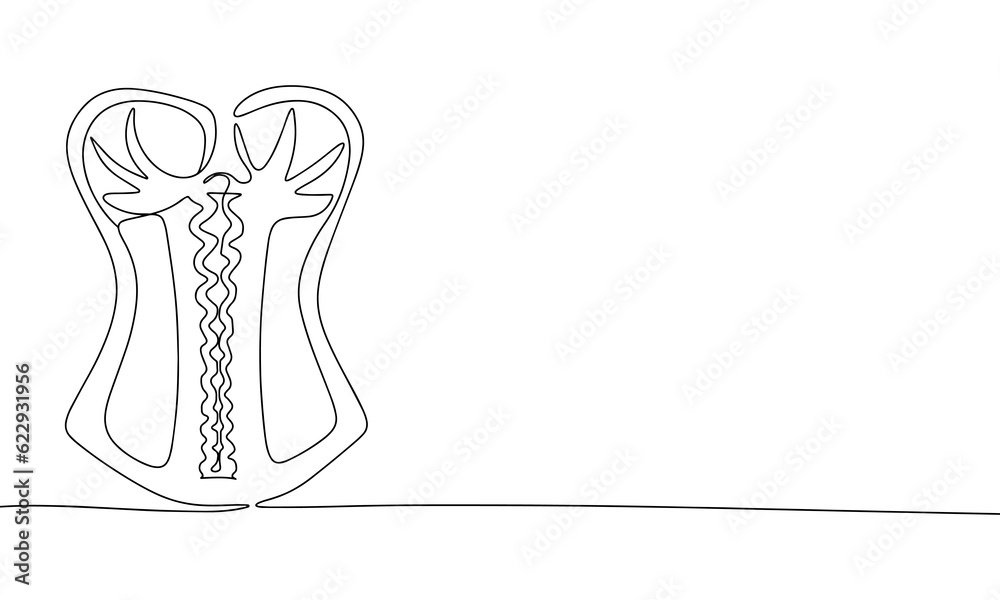 Fashion minimal banner. One line continuous with corset vector ...