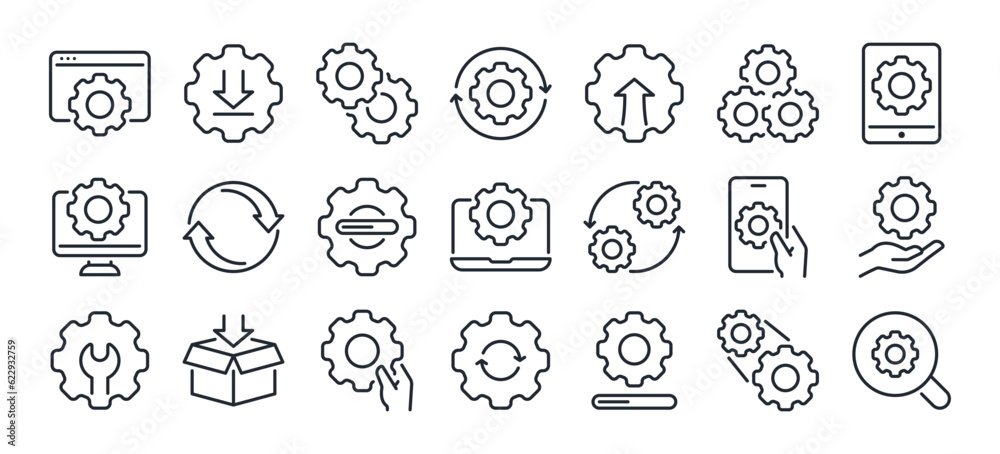 Update, upgrade, progress bar and install concept editable stroke ...