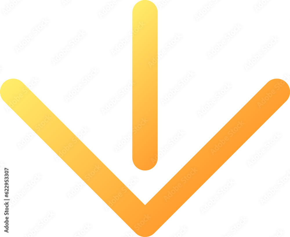 Move downward pixel perfect flat gradient color ui icon. App navigation. Scroll messenger ...