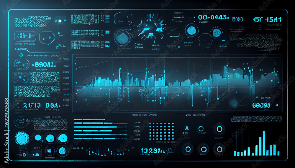 Cyber data abstract blue background and Modern digital panel screen ...