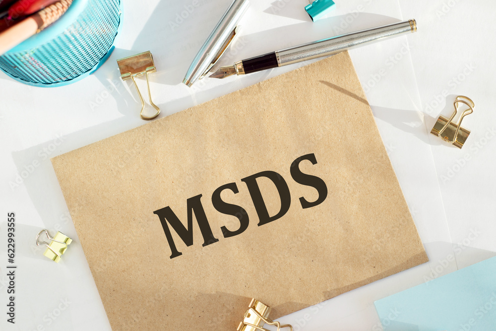 Black alphabet letter in word MSDS. Abbreviation of material safety ...