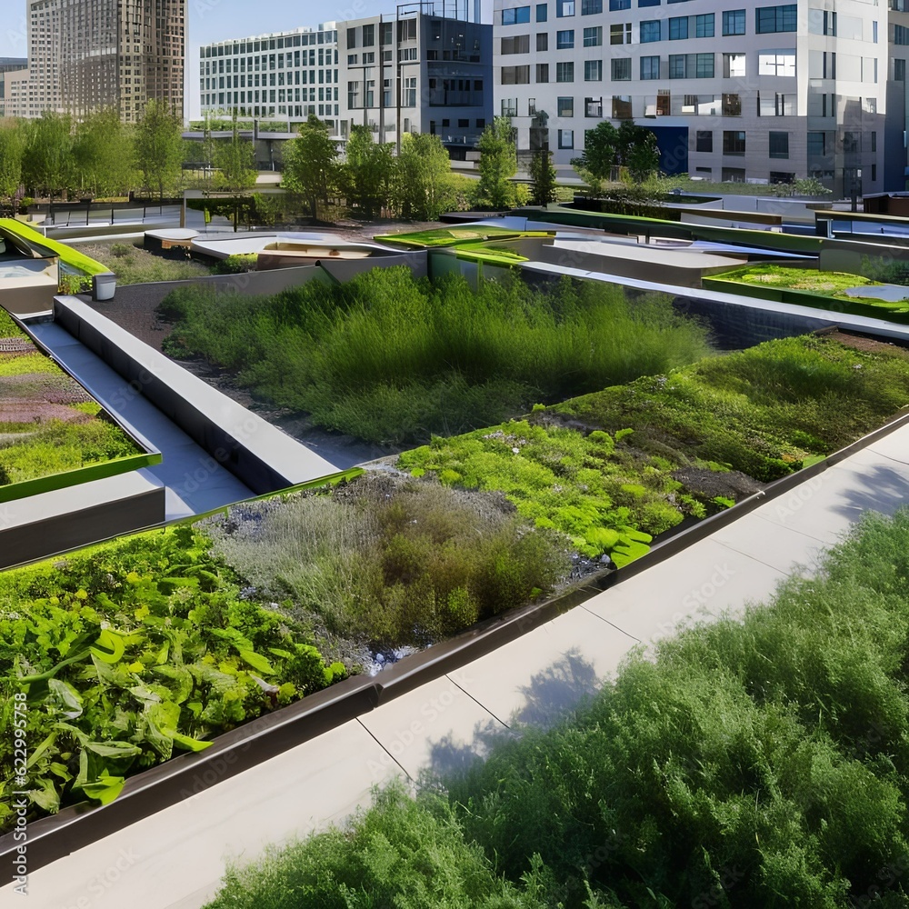 213 A sustainable urban park with green rooftops, rainwater harvesting ...