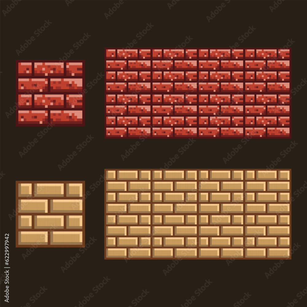 Brick wall pixel art, 8bit Texture brick stone wall, game bricks ...