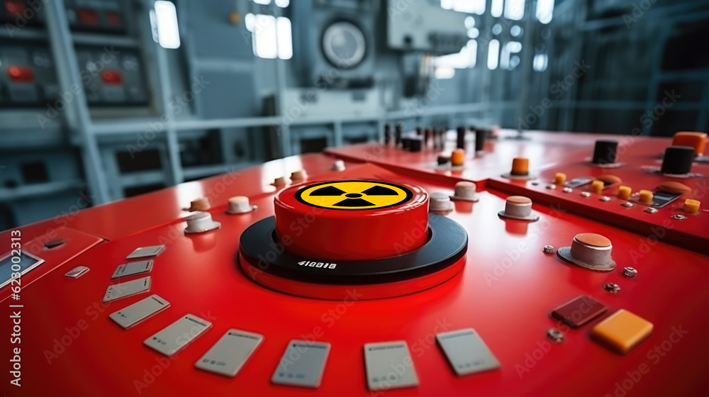 The Big Red Button on Control Panel for Nuclear Missile Launch: Stark Symbol of Ultimate Power ...