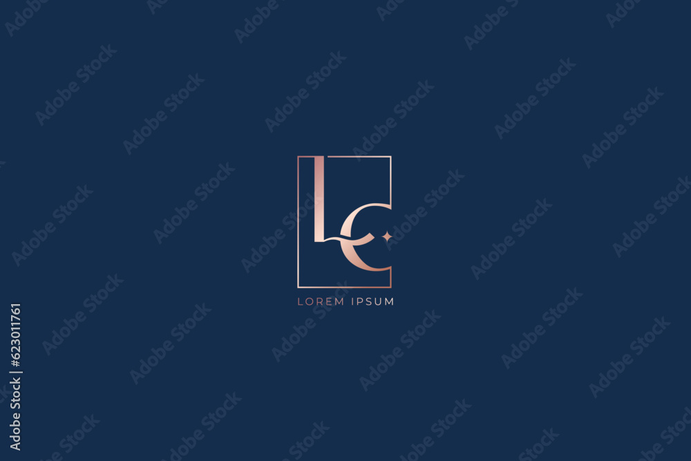 lc minimalist letter fashion brand design line style creative golden ...