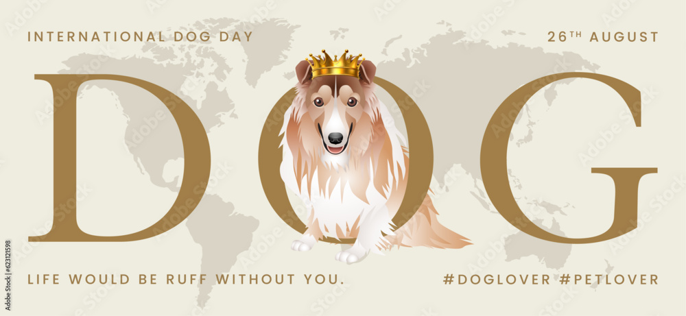 Classic dog collection with crown, International Dog Day, print ...