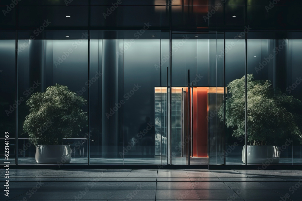 Modern office builidng. Contemporary corporate architecture. Front of ...