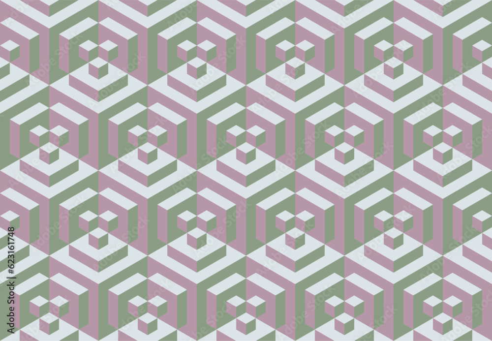 Seamless vector 3D pattern with optical illusions. Cubes. Op Art ...