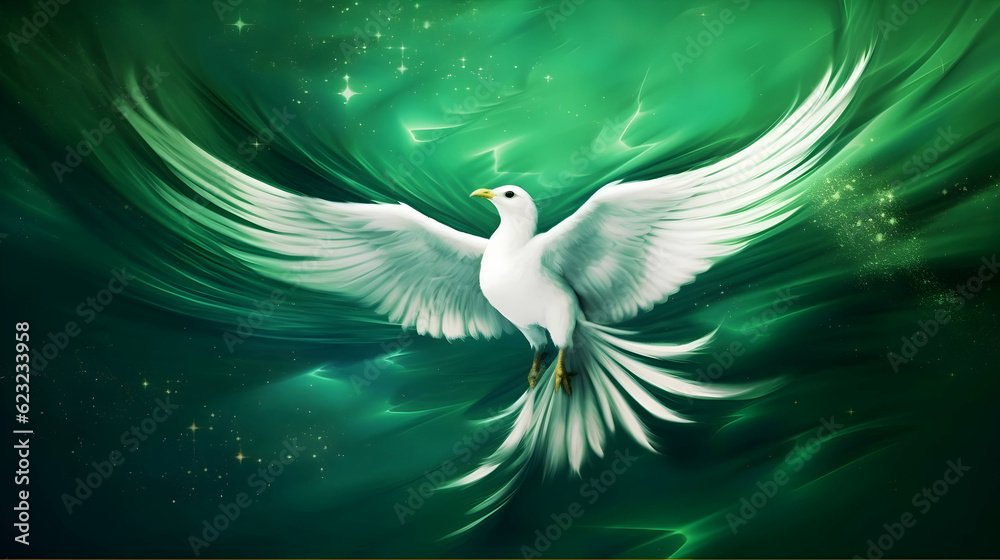 Pakistan flag , Dove of peace on Pakistan flag, background Independence ...