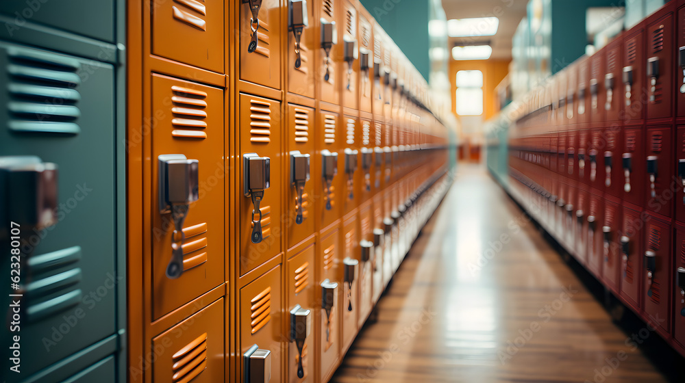 Row school lockers Generative AI Stock Illustration | Adobe Stock