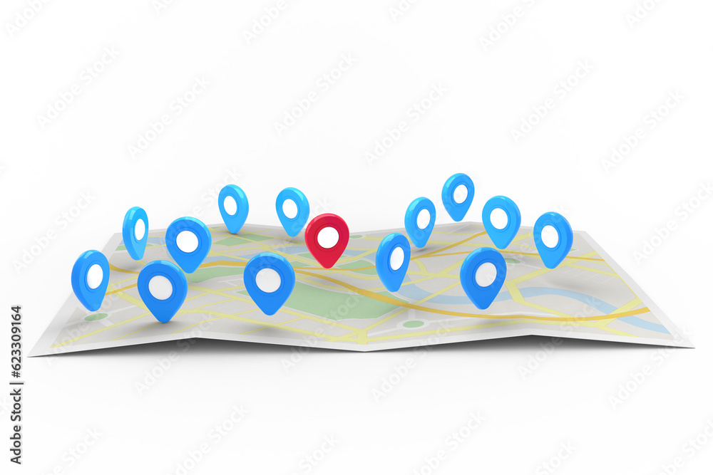 Digital png illustration of city map with tags on transparent ...