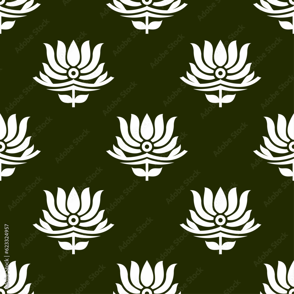 Seamless vector lotus flower pattern design Stock Vector | Adobe Stock