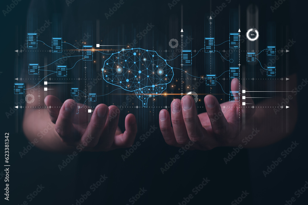 Foto de Stock Artificial intelligence (AI), data mining, deep learning modern computer ...