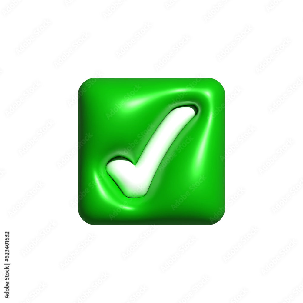 Approved sign 3d check Mark icon 3d rendering checkmark sign icon Stock ...