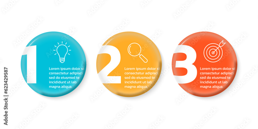 3 step infographic template. Process diagram, business presentation ...