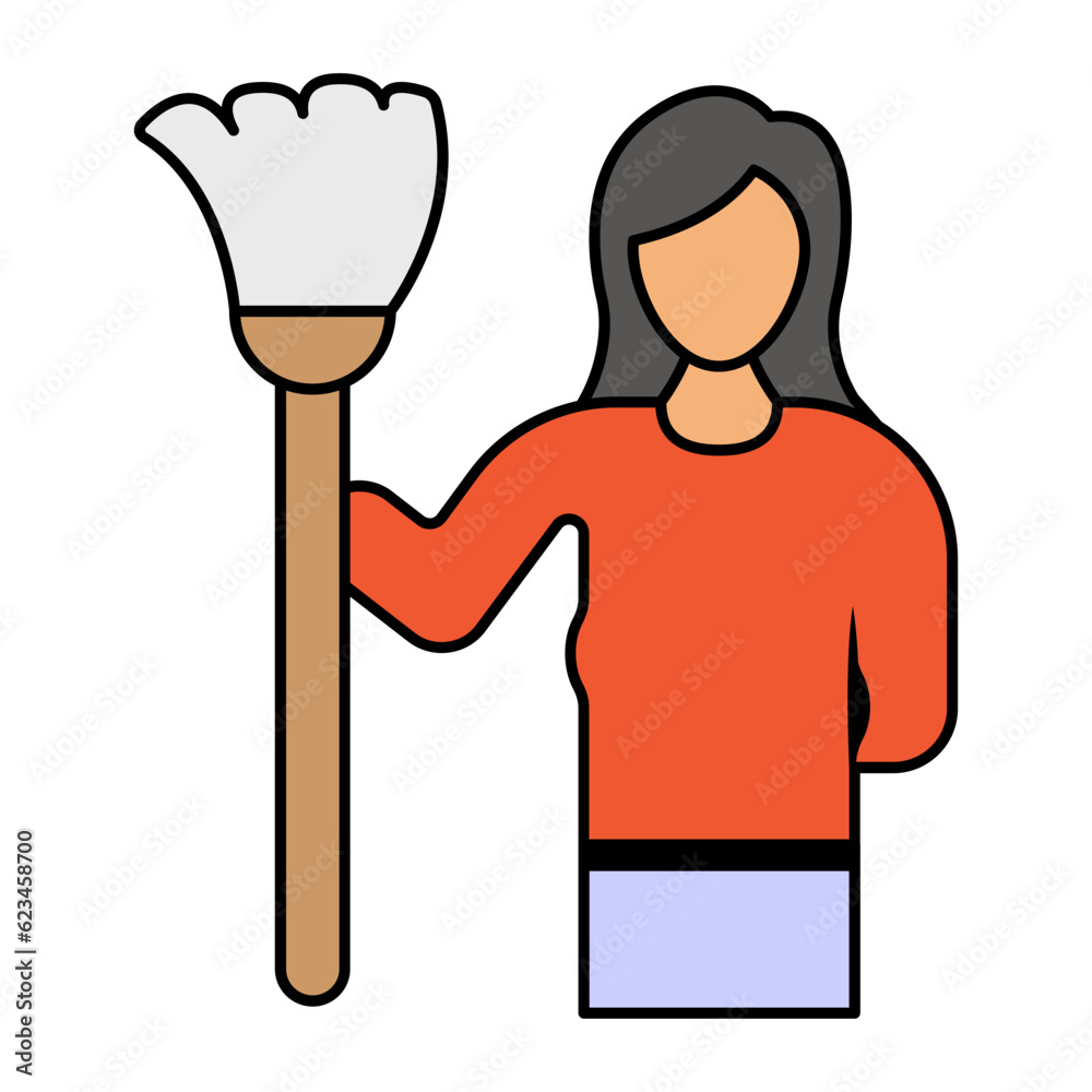 Manual sweeping vector color design, Housekeeping symbol, Office ...
