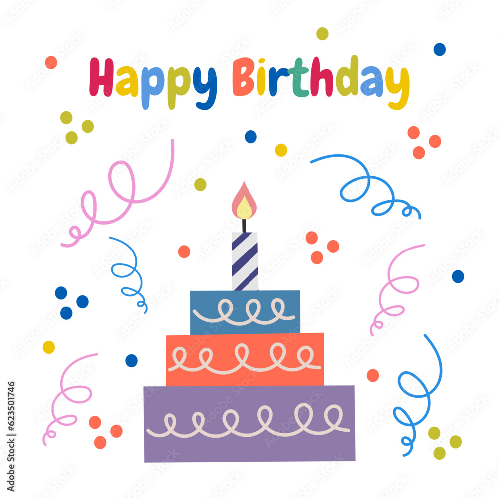 Happy birthday greeting card and party invitation templates, vector ...