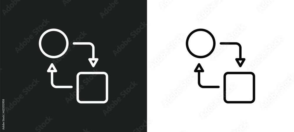 transform icon isolated in white and black colors. transform outline ...