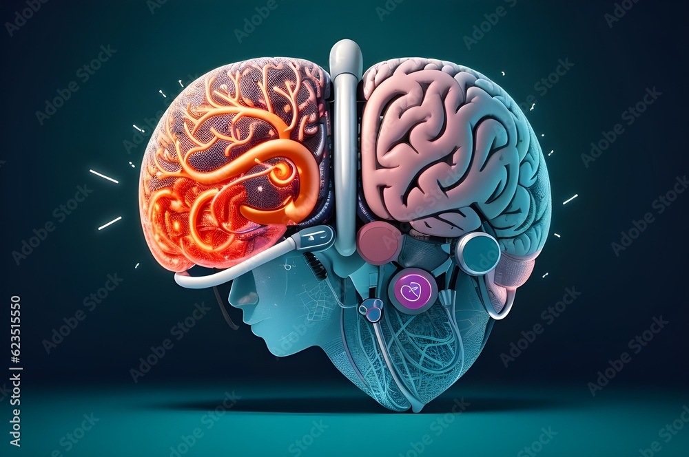 Brain heart wired in Stethoscope Stock Illustration | Adobe Stock