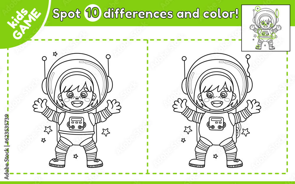 Kids game Spot 10 differences. Find differences and color the picture ...
