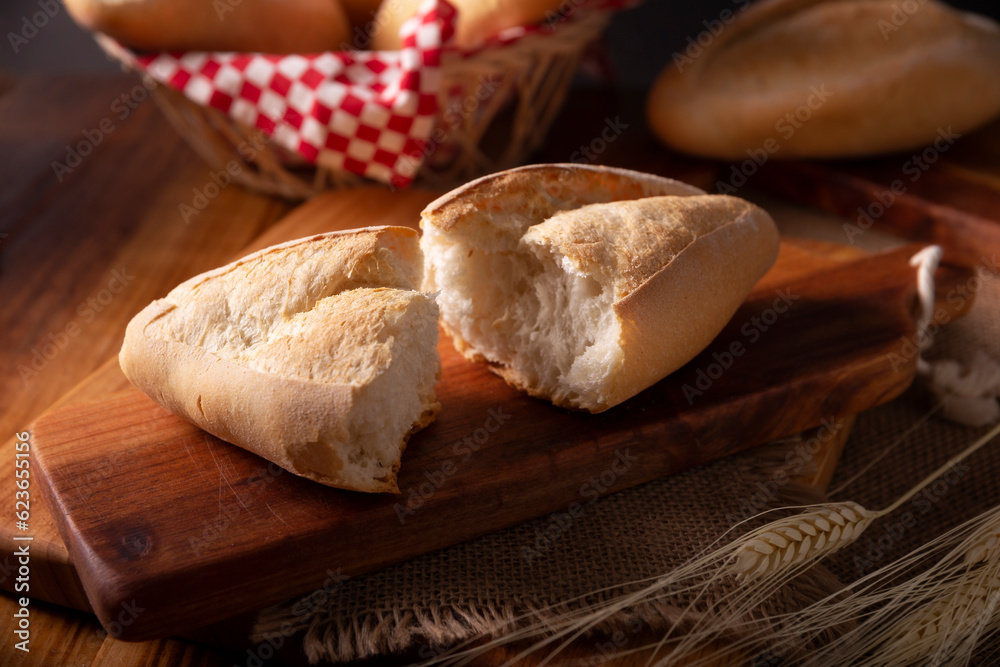 Bread Roll called Bolillo. Traditional mexican bakery. White bread ...