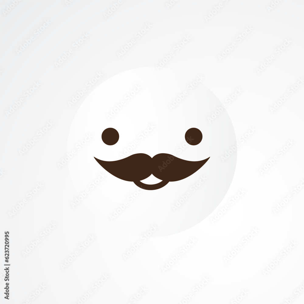 Smiling, White Male Emoji - Simple Happy Emoticon with Mustache on a ...