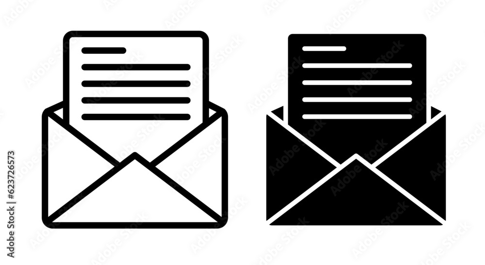 job offer letter icon set. receive employment mail pictogram ...