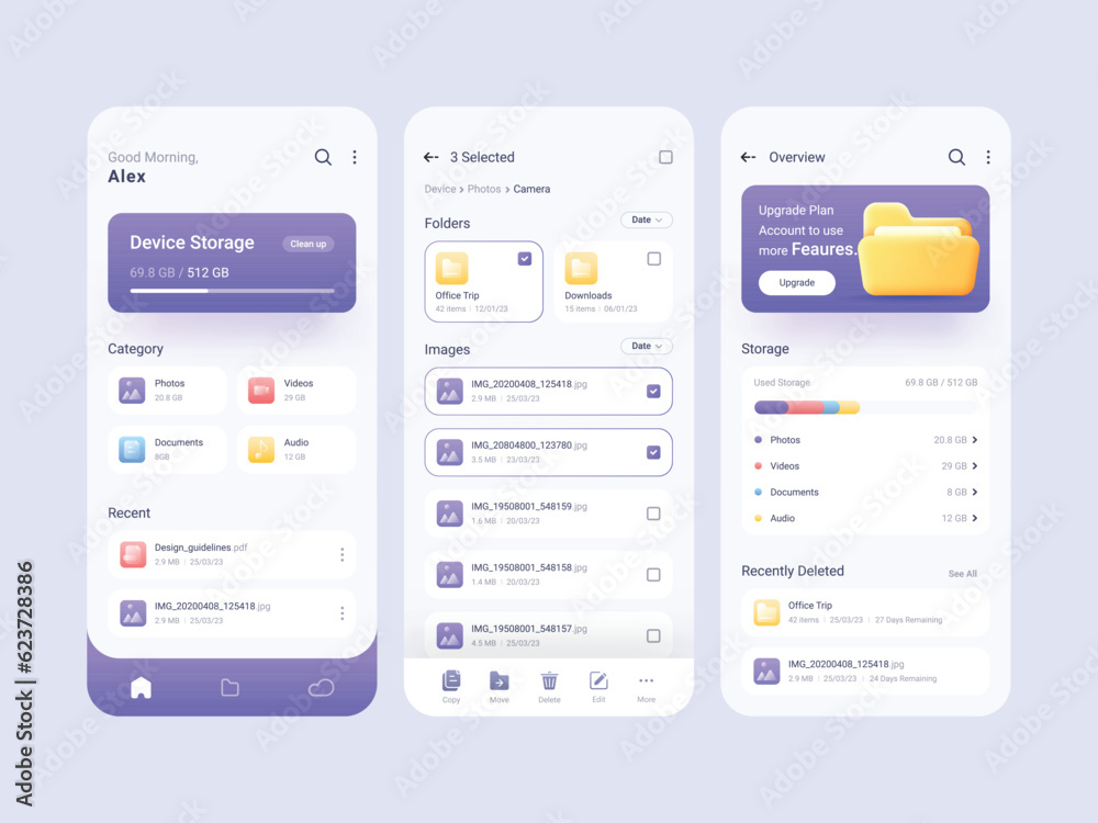 File Manager app ui Editable template Stock Vector | Adobe Stock