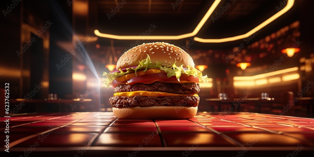AI Generated. AI Generative. Fast food hamburger burger cheeseburger ...