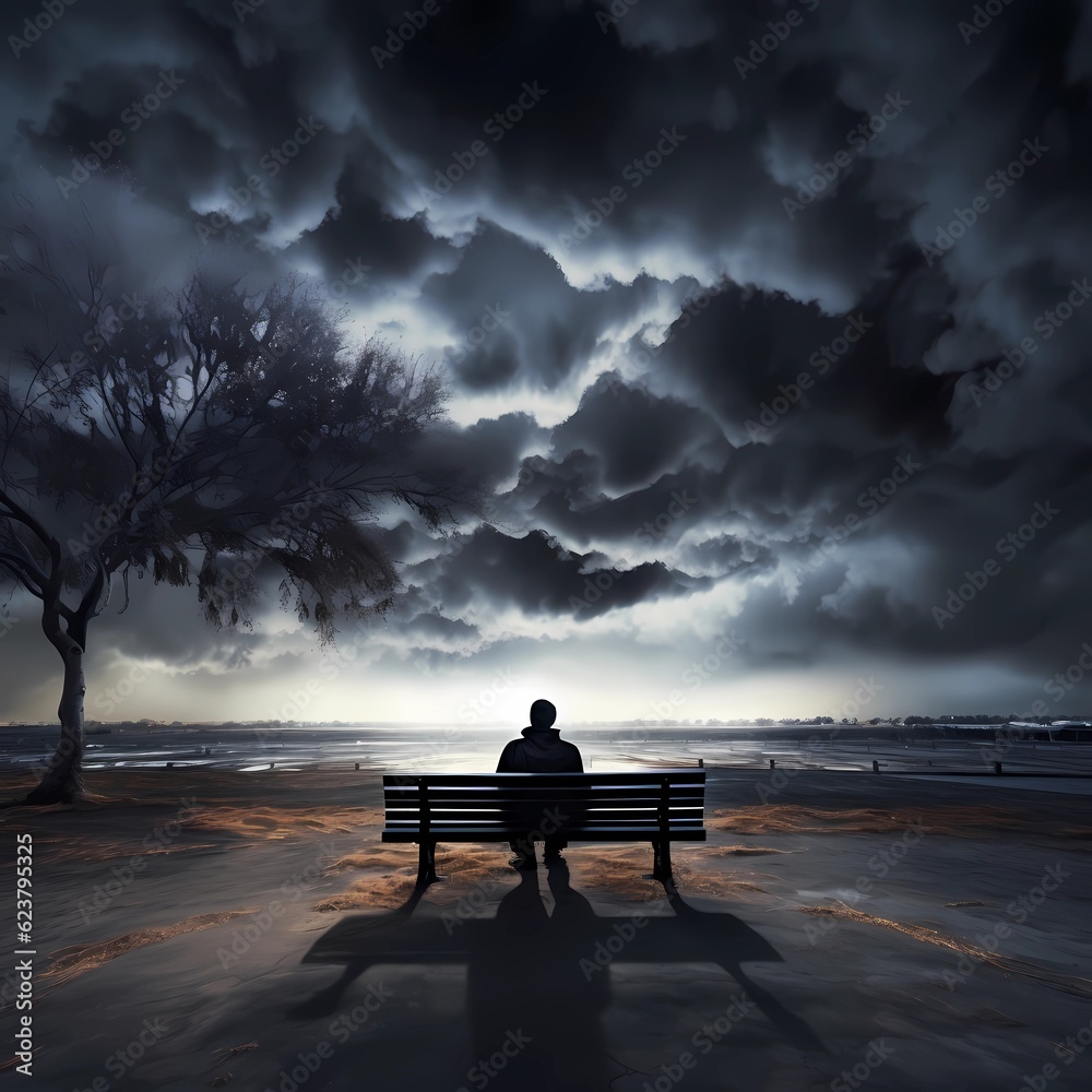 Powerful image depicting the torment of depression: A haunting dark ...