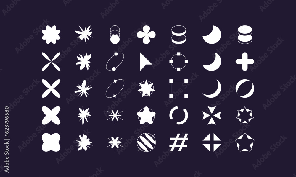 Outlines Abstract Geometric Vector universal Shapes Y2K style modern ...