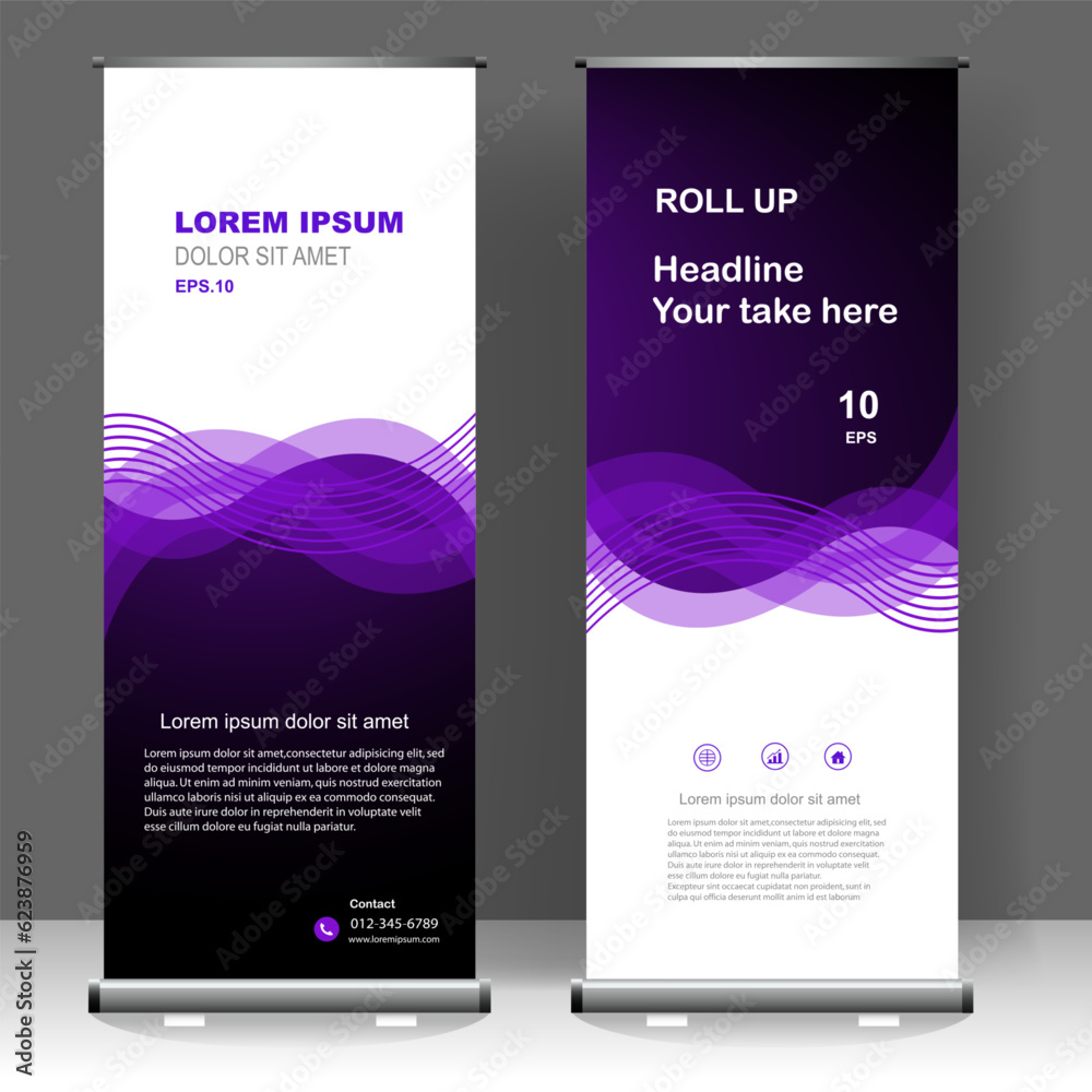 Business Roll up banner vertical template design, for brochure ...