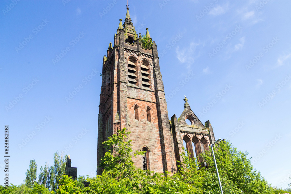 Iconic Tower Remains of Dundyvan Parish Church in Coatbridge, Scotland ...