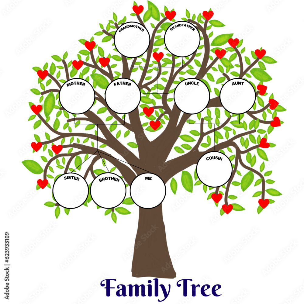Cute and Simple Family Tree for Kids Stock Vector | Adobe Stock