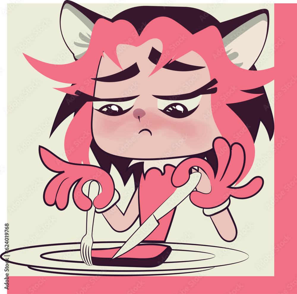 Vector de Stock Snob Cartoon Girl. Original Character. Werewolf Teen ...