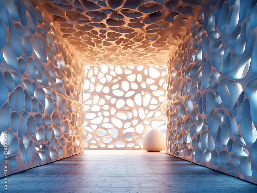 Futuristic concrete architecture design building exterior with ...