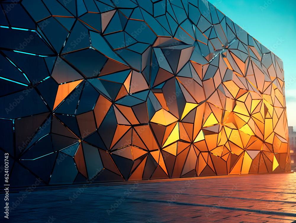 Futuristic Concrete Architecture Design Building Exterior With Parametric Windows Facade