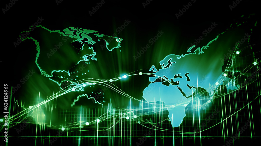 exponential graph, increasing bar graph upward to the right, green ...