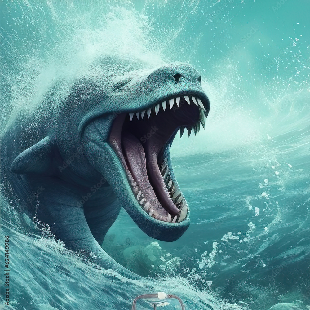 Giant sea monster, in the water terrifying alien from another world ...