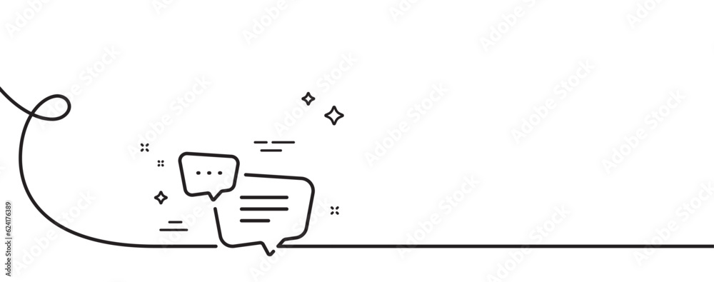 Text message line icon. Continuous one line with curl. Chat comment ...