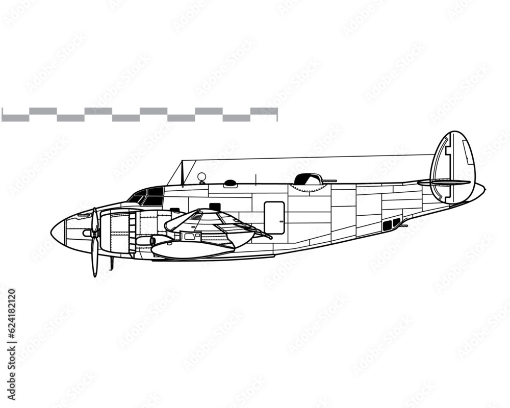 Praca wektorowa bez tantiem: Lockheed Ventura PV-1. Vector drawing of ...