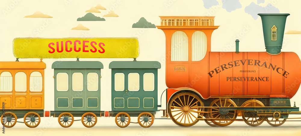 Perseverance as a power horse that pulls Success. A metaphor showing ...