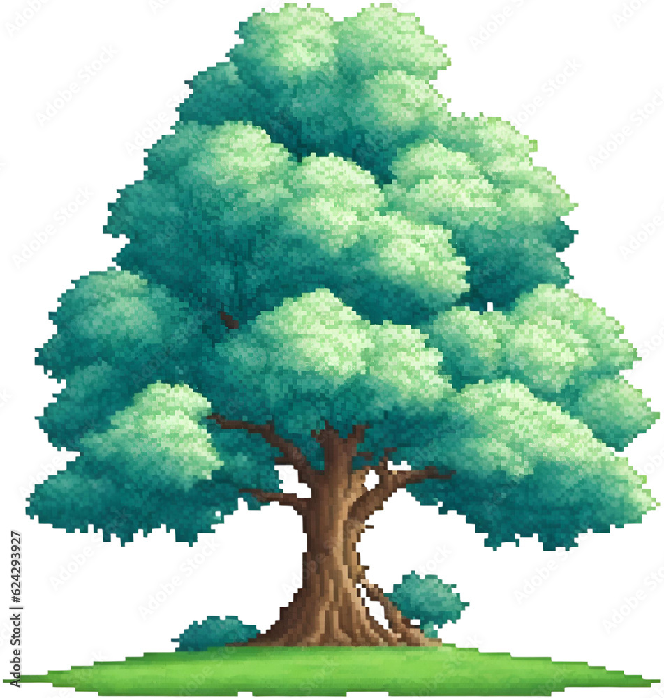 Tree pixel art design vector nature game assets 2d 8bit retro landscape ...