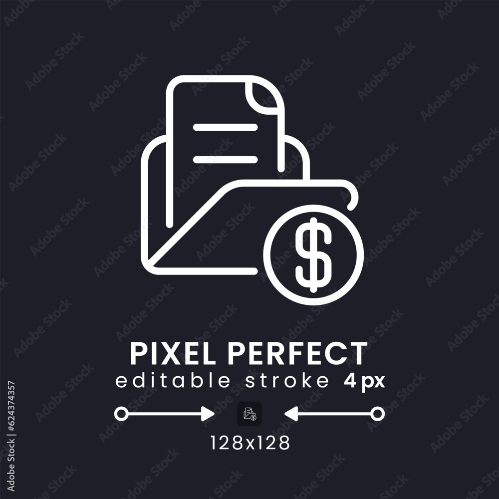 Invoicing white linear desktop icon on black. Accounting software ...