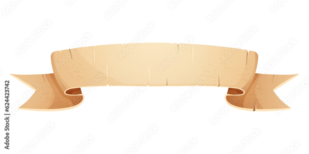 Parchment paper scroll ribbon, old vintage banner game ui element in ...