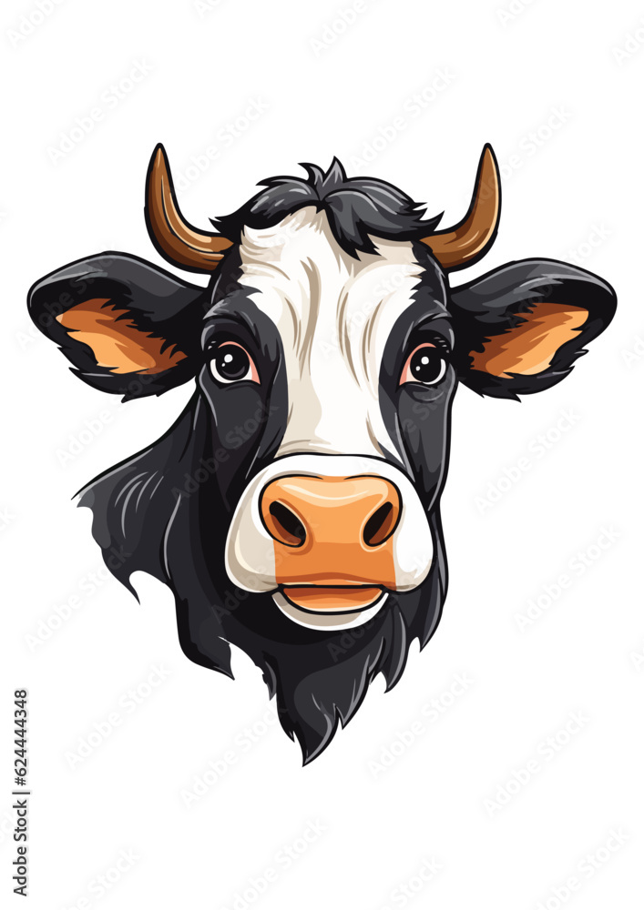 colorful cow vector, cow sticker, cow print for logo, editable, ready ...